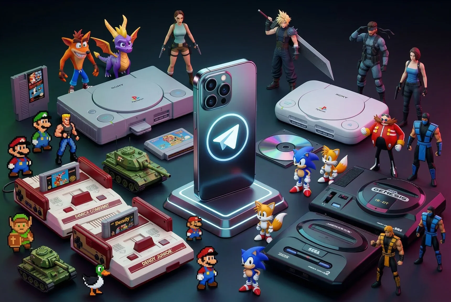 В Telegram теперь можно играть в Dendy, Sega и даже PS1